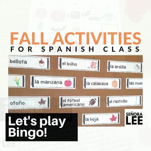 English Spanish Fall Vocabulary Bingo Game - El Otoño | TpT