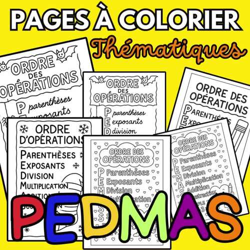 PEDMAS – Affiches, pages à colorier, Coloriages mathématiques Ordre ...