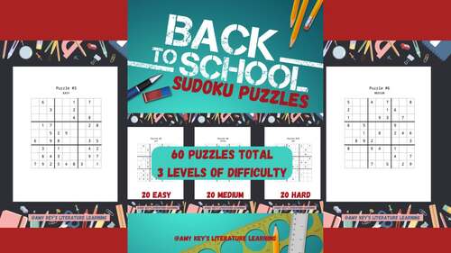 Sudoku Kids Back to School Giant Puzzle 3 Levels of Difficulty 6-12 ...