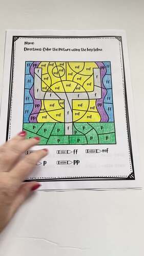 No Prep Music Activity | Football Color By Code | Dynamics | TPT