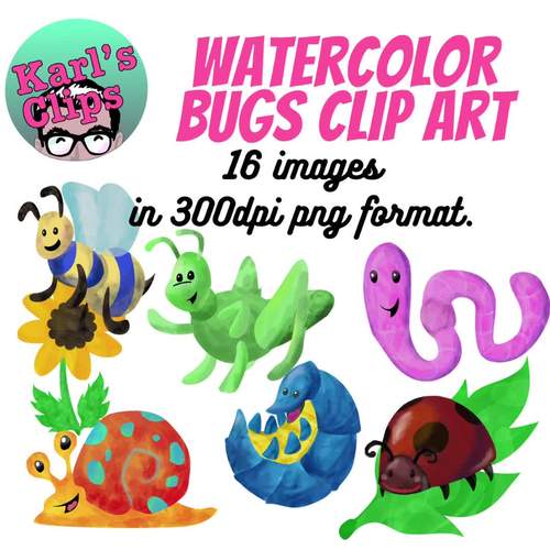 Watercolor Bugs Science And Nature Clip Art by Karls Clips | TPT