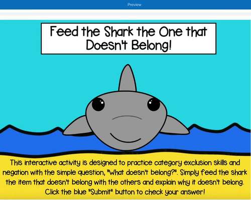 Feed the Shark What Doesn't Belong Boom Cards Speech Therapy Categories ...