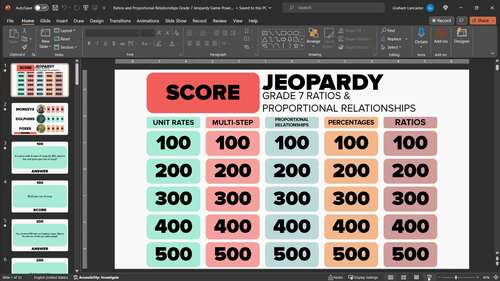 ⭐NEW⭐ JEOPARDY RATIOS & PROPORTIONAL RELATIONSHIPS GAME - GRADE 7 ...