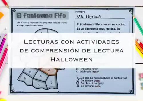 Comprensión de lectura Halloween | Spanish Reading Comprehension Color ...
