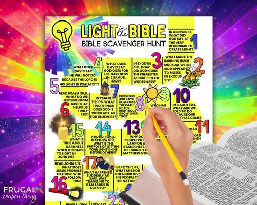 Light in the Bible Scavenger Hunt, Bible Trivia Game Light of the World