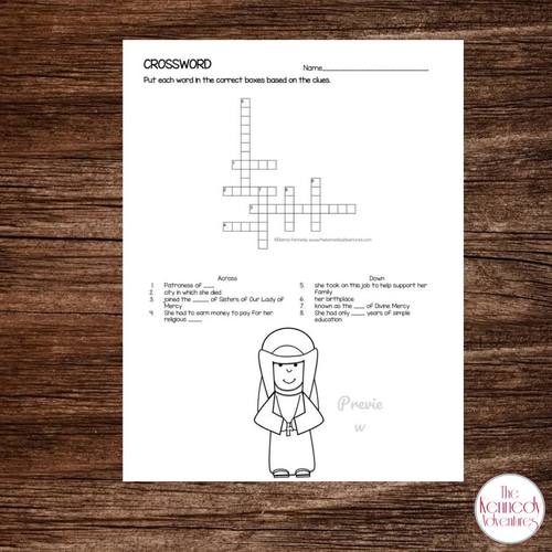 Catholic Saint Word Puzzles - No Prep Activity - St Faustina | TpT