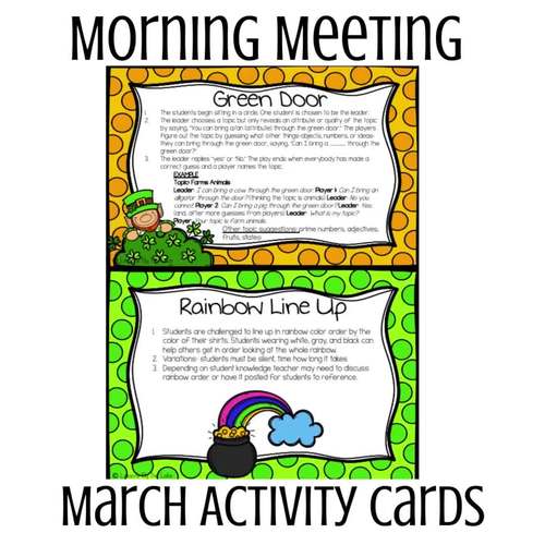 Morning Meeting Activities ~ March Edition by Lessons By The Lake