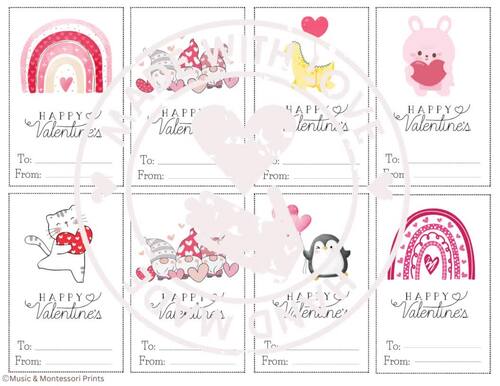 Valentine's Day Cards for Students (editable) by Montessori and Music ...