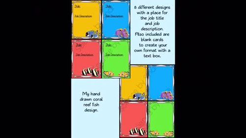 CLASSROOM JOB CARDS, STATION LABELS, NAME PLATES- CORAL REEF FISH THEMED