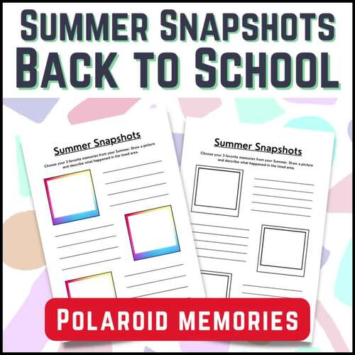 BACK TO SCHOOL Summer Snapshots Writing Activity | Bulletin Board ...