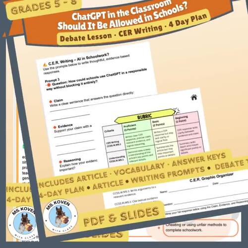 ChatGPT in the Classroom Debate | CER Writing, Reading & Argument Mini ...