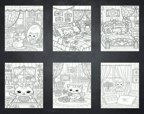 Cute Kawaii Cats Coloring Pages | Fun Animal Activity for Kids | TPT