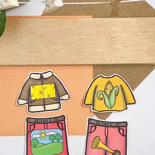 Rhyming Words Literacy Activity | Fall Literacy Center with Fall Clothes