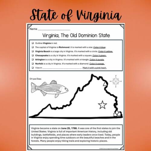 Virginia Maps - Find and Color Activities! by Connecting with Social ...