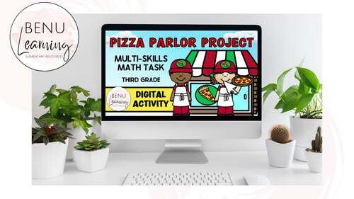 End of Year Google Slides™ Digital Task for Math, Pizza Parlor Project