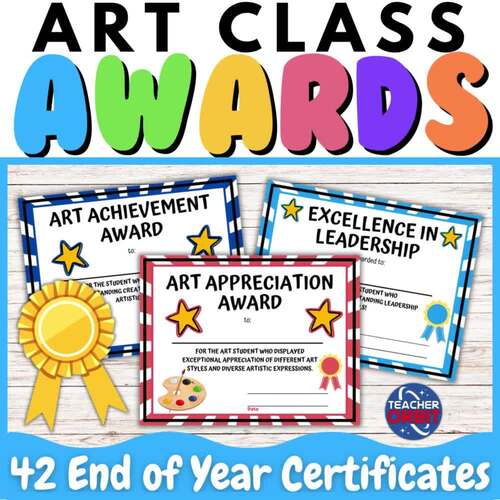 Art End of Year Awards Student Recognition Certificates Class Superlatives
