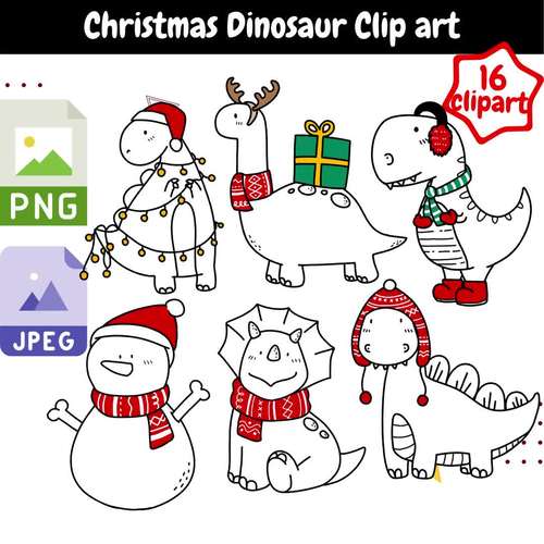 Christmas Dinosaur Clip art -#newstart23 Winter Dino by Salmouhdat Clipart