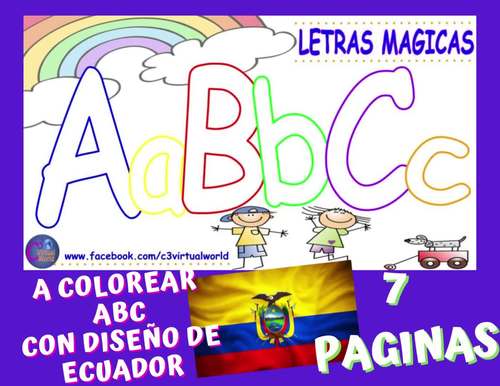 COLECCION LETRAS MAGICAS COLOREAR ABC CON BANDERA DE ECUADOR DISEÑO ...
