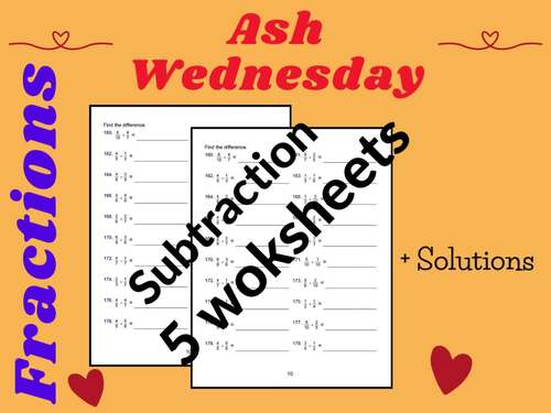 Ash Wednesday Fraction Focus: Subtraction Worksheets for Elementary Math