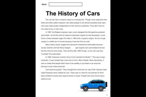 Technology Nonfiction Reading Comprehension Word File 4: The History of ...