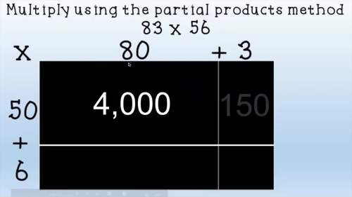 Partial Products 2 Digit by 2 Digit Google Classroom™ Digital Flash Cards