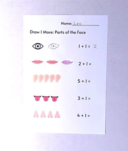 Draw One More Parts of the Face Number Sense Worksheets Special ...