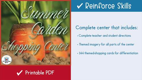 Summer Garden Money Math Center by The Teaching Bank | TPT