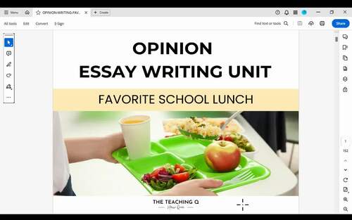 Opinion Writing Prompt, Favorite School Lunch, Opinion Writing, 2nd 3rd
