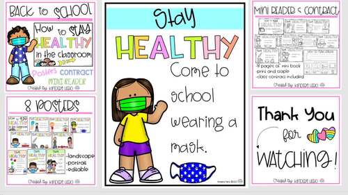Back to School Stay Healthy Rules Editable Posters and Mini Reader