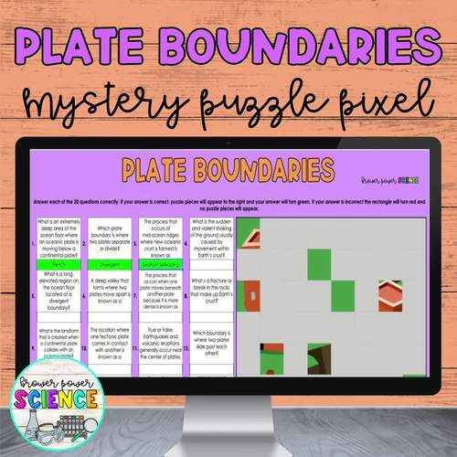 Plate Boundaries Mystery Picture Pixel by Brower Power Science | TpT