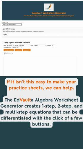 Algebra Worksheet Generator - Math practice, Homework, Classwork