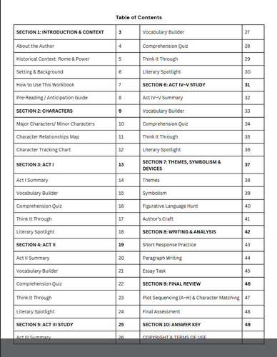 Julius Caesar Study Guide | Student Workbook & Literary Analysis | High ...