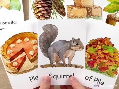 Autumn Flashcards: Printable Fall Season Flash Cards for Homeschool ...