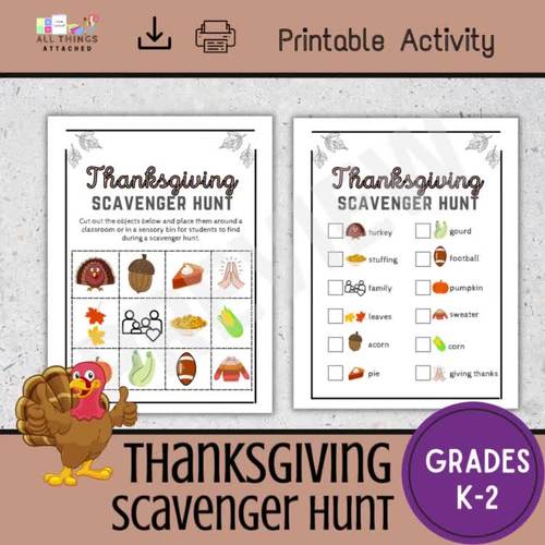 Thankgiving Scavenger Hunt | Printable Thanksgiving Activity | Party Game