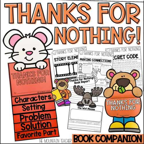 Thanks for Nothing Activities for Bruce Thanksgiving Read Aloud ...