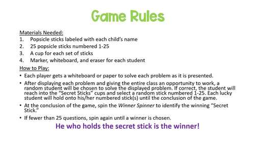 Secret Sticks: Division Review Game by Exceptional Edventure | TPT