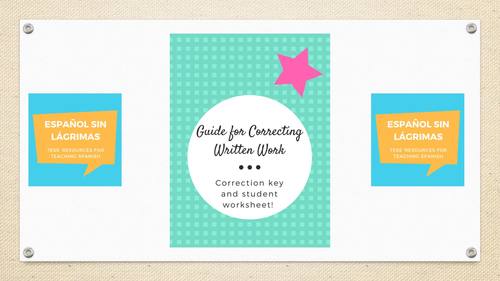 Guide for Correcting Written Work and Student Correction Worksheet ...