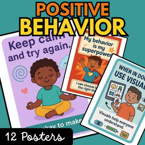 Positive Behavior Posters | ABA Visual Supports for Autism ADHD ...