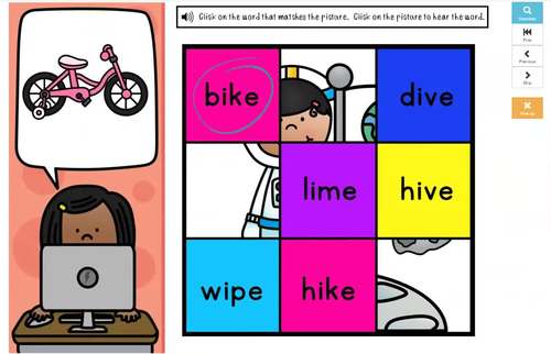 digital BOOM CARDS kindergarten phonics CVCe words long i puzzle