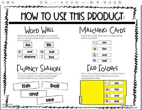 Sight Word Visual Cards Level 2 by Teach Love Autism | TPT