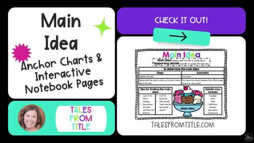 Main Idea & Supporting Details Anchor Charts & Interactive Notebook Pages