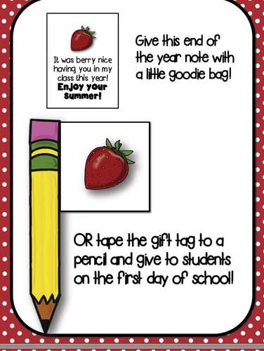 Berry End of Year Gift Tag (It was berry nice having you in my class!)