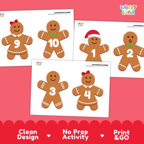Gingerbread Number Mats 1-10 Winter Playdough Mats, Counting, Coloring ...
