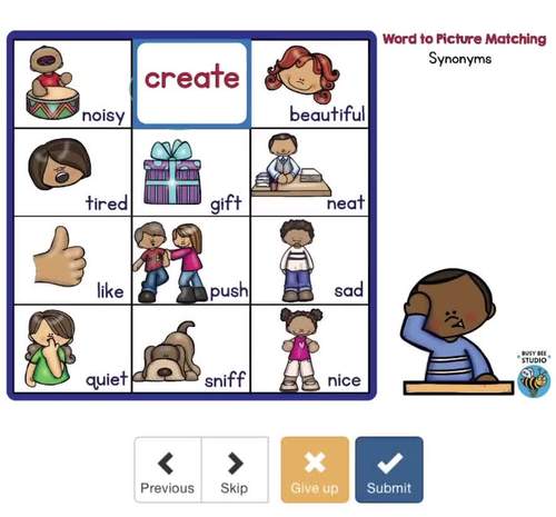 1ST GRADE SYNONYMS MATCHING GAME ELA BOOM CARDS ESL VOCABULARY ...