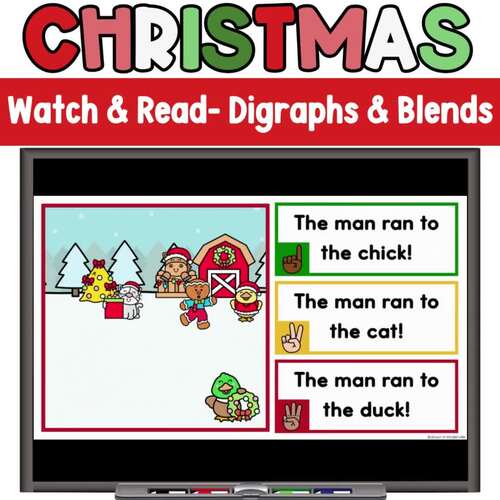 *HALF OFF* Christmas Watch and Read Digraphs Blends- Animated Slides ...