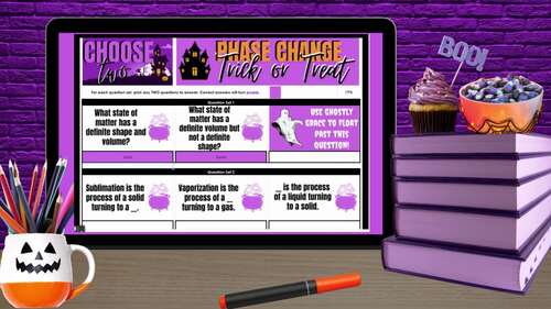 Phase Change and States of Matter Halloween Digital or Printable Worksheet