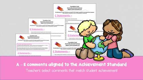 Australian Curriculum Foundation/ Prep HASS Report Card Comments by ...