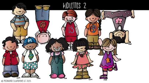 Kidlettes clip art 2, kids clip art COLORED Version by Melonheadz Clipart