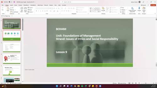 BOH4M Business Leadership: Issues of Ethics and Social Responsibility L9