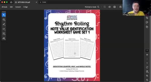 Rhythm Rolling Set 1: 30 No-Prep Note Value I.D. Worksheets and Game